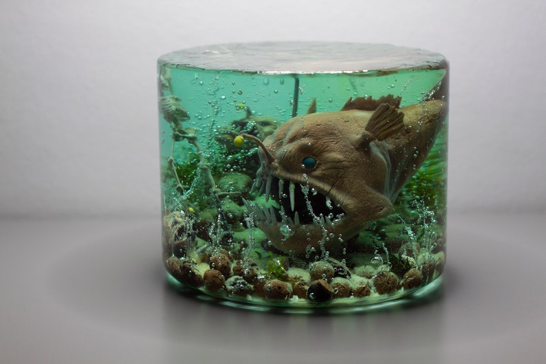Epoxy Diorama Anglerfish and Skeleton Pole Dance - Etsy