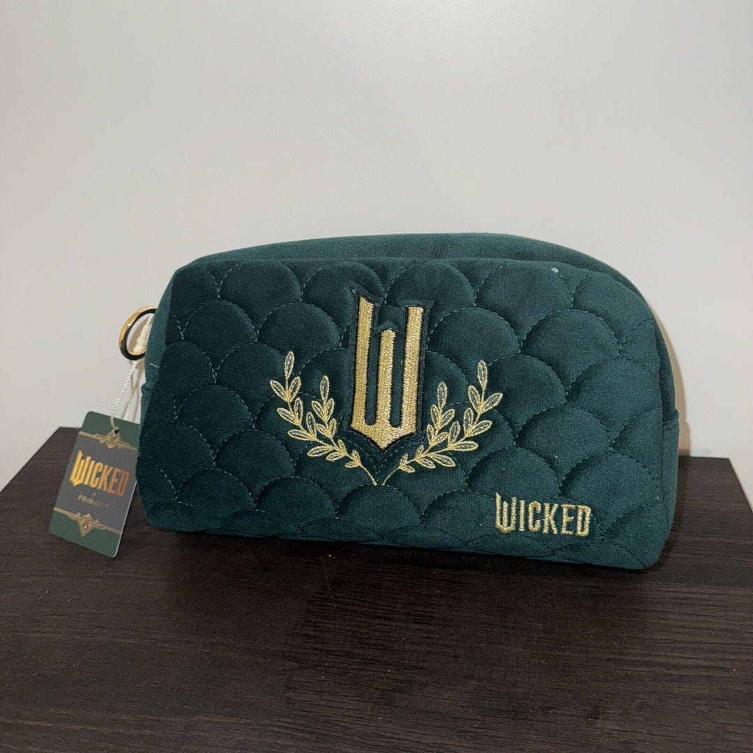 Wicked Elphaba Green Velvet Embroidered Logo Make up Bag Primark - Etsy