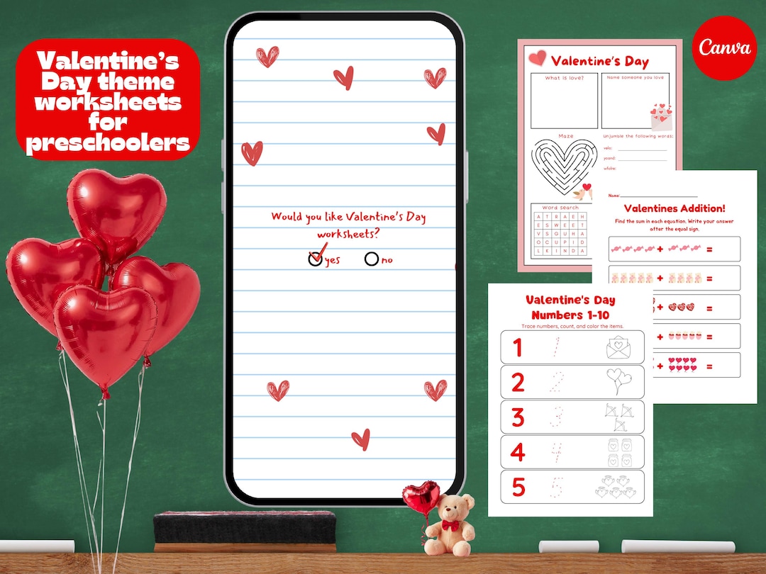 30 Page Valentine’s Day Theme Worksheets for Preschoolers! - Etsy