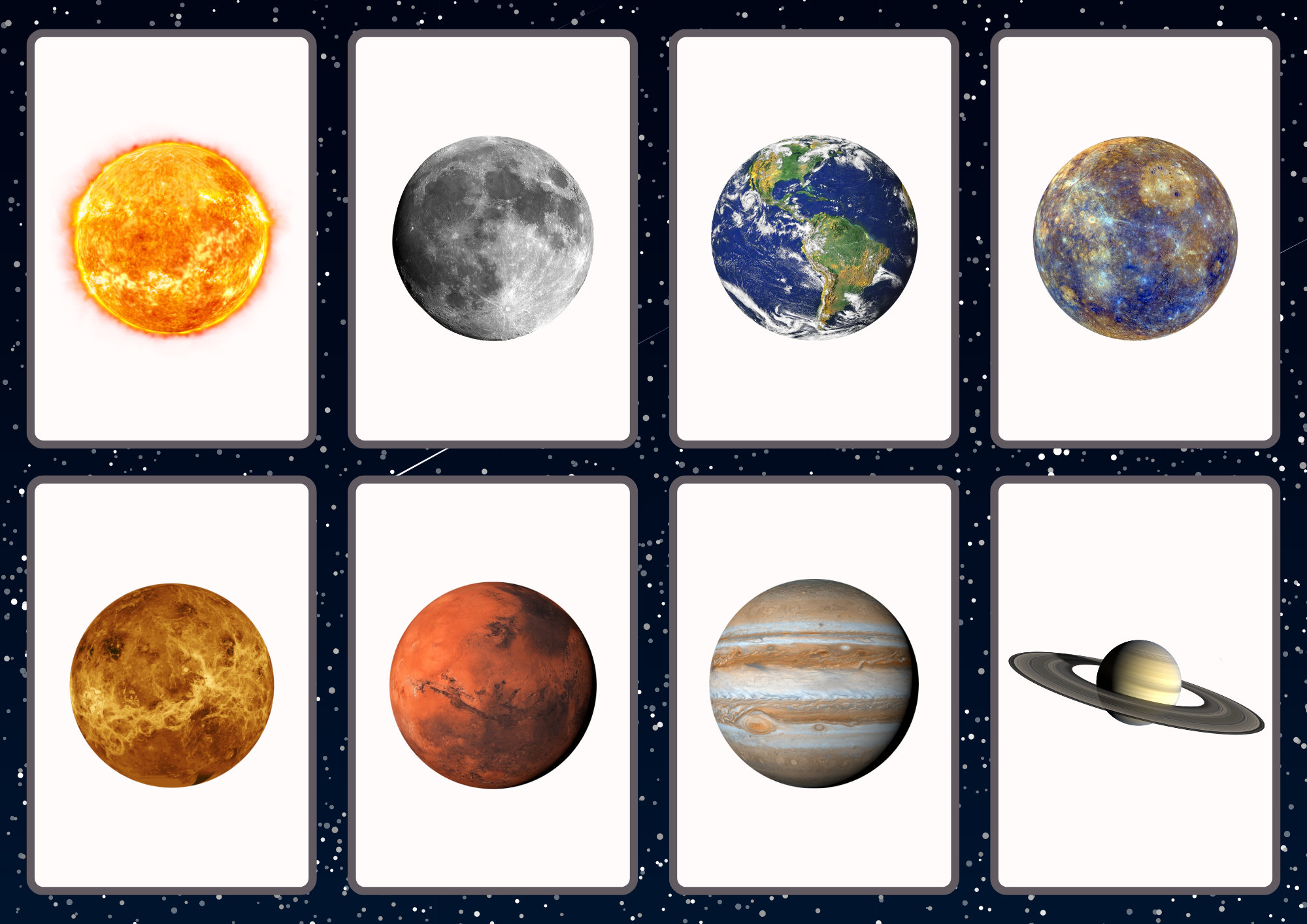 Solar System Flash Cards Nomenclature Flashcards PDF Printable Cards ...