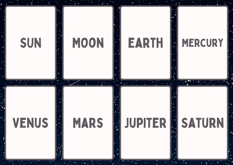 Solar System Flash Cards Nomenclature Flashcards PDF Printable Cards ...