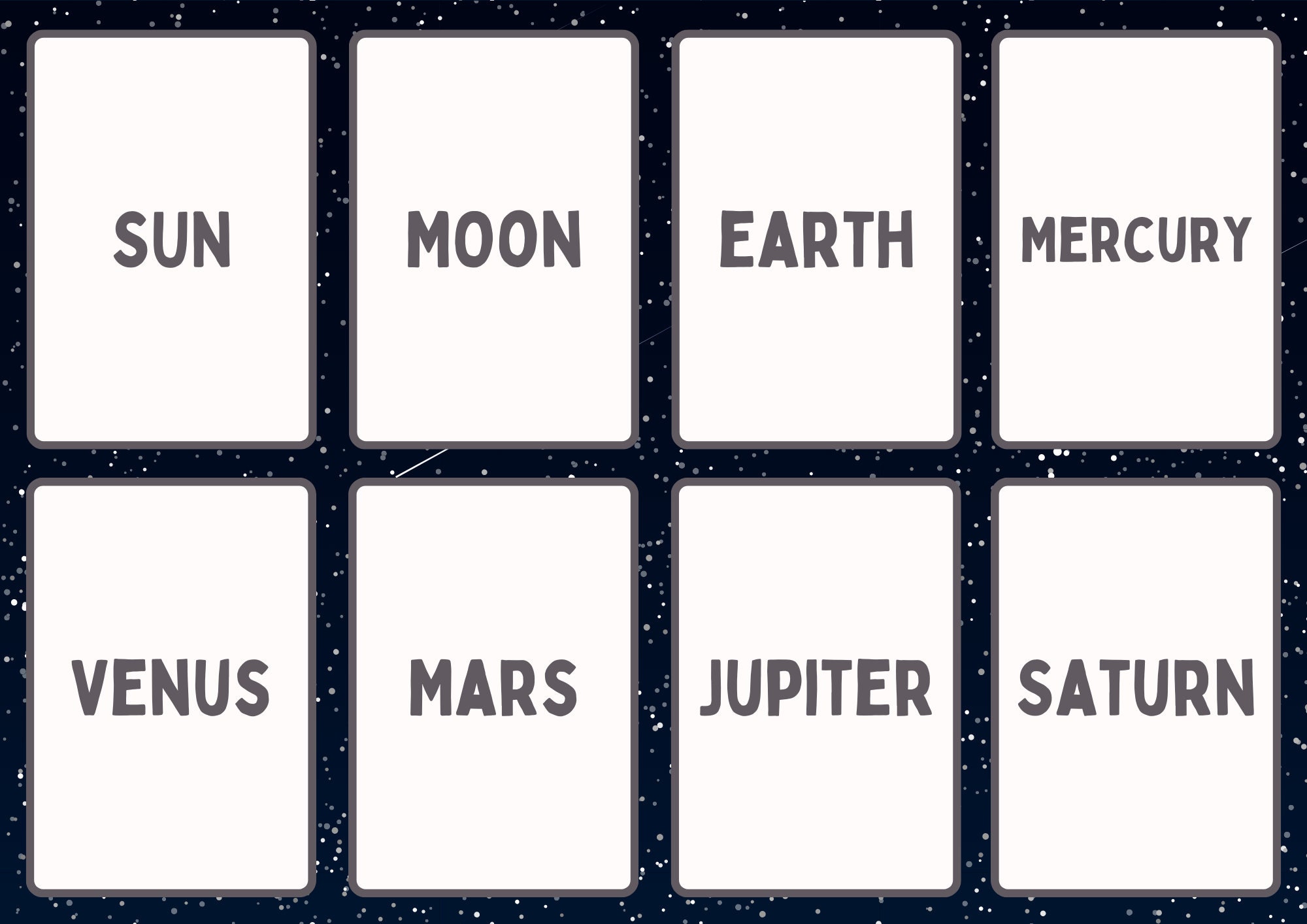 Solar System Flash Cards Nomenclature Flashcards PDF Printable Cards ...
