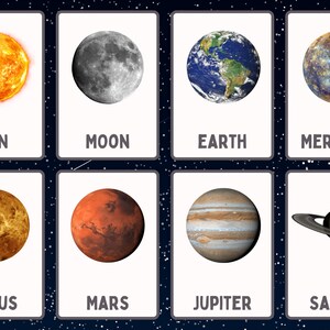 Solar System Flash Cards Nomenclature Flashcards PDF Printable Cards ...
