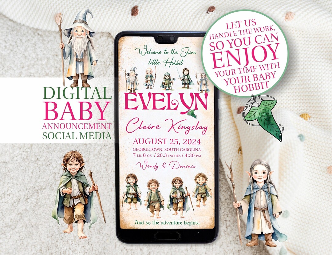 Newborn Baby Birth Announcement LOTR Birth Announcement Stat Girl ...