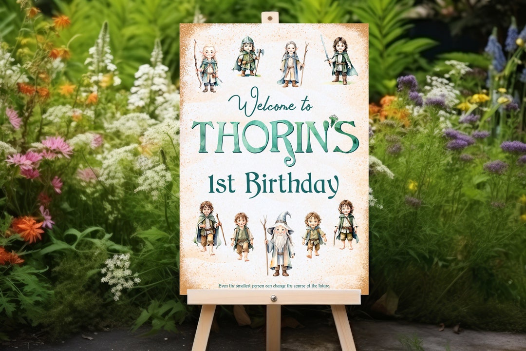 1st Birthday Welcome Sign LOTR Birthday Welcome Sign for Party Hobbit ...