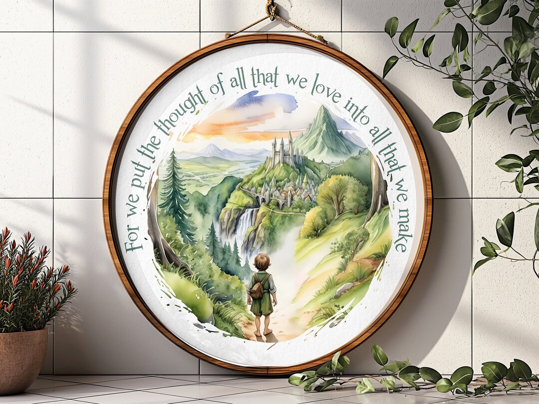 Middle Earth Wall Art JRR Tolkien Nursery LOTR Quote Love Watercolor ...