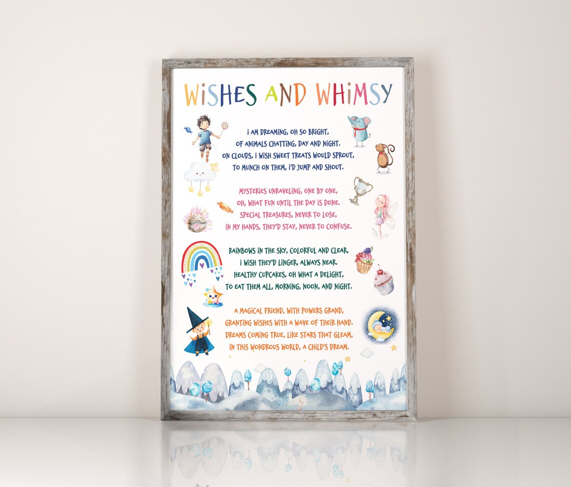 Watercolor Nursery Poem Print: Wishes and Whimsy (digital Download) - Etsy