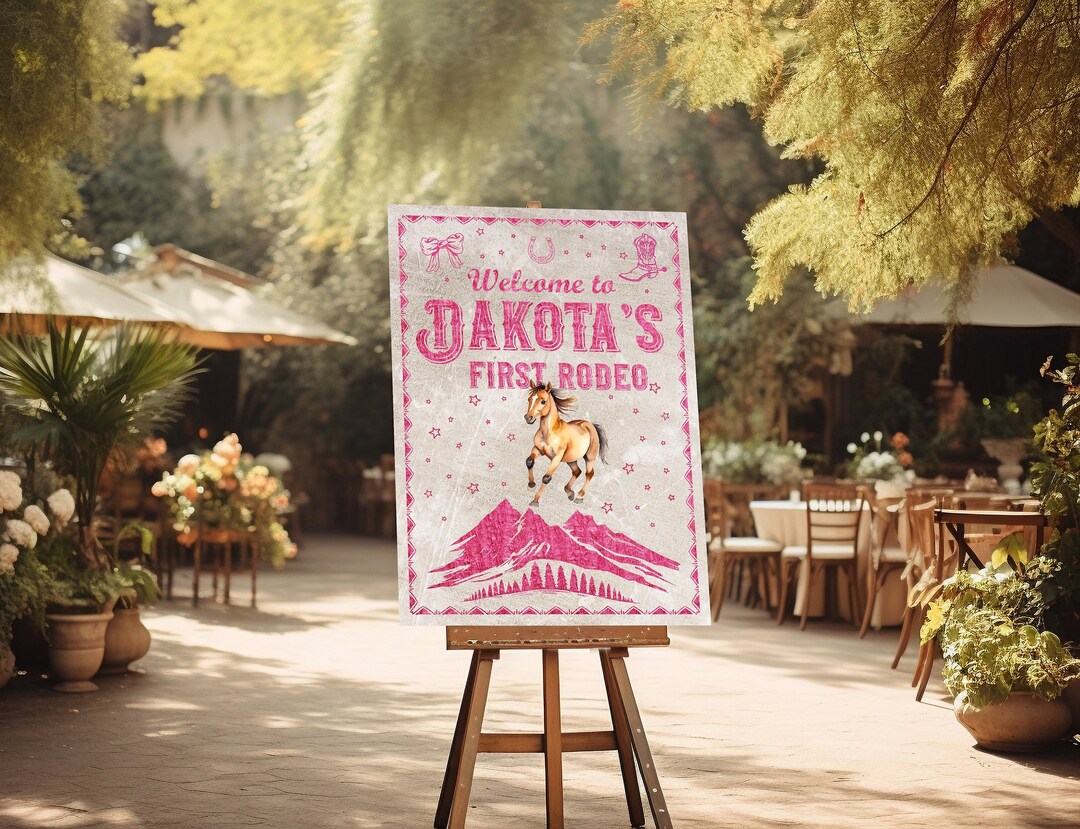 Western Birthday Welcome Sign First Rodeo Cowgirl Birthday Party Rustic ...