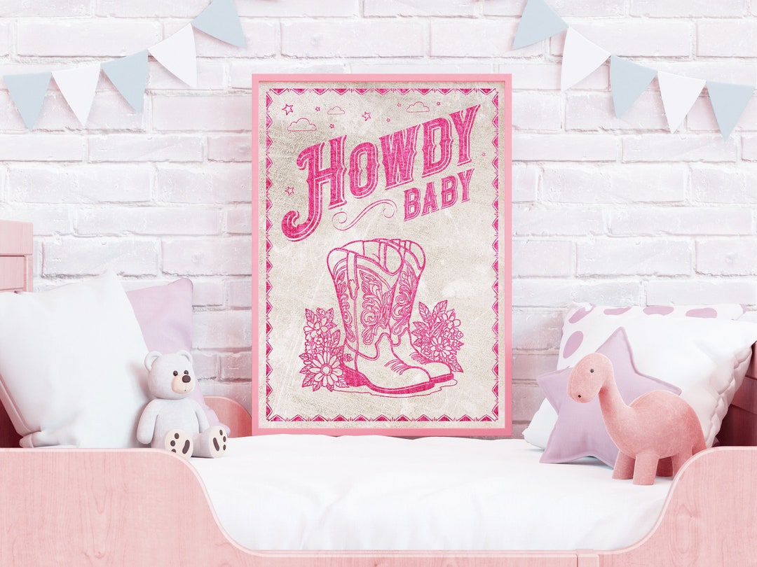 Nursery Print Howdy Baby Cowgirl Newborn Print Retro Nursery Poster ...