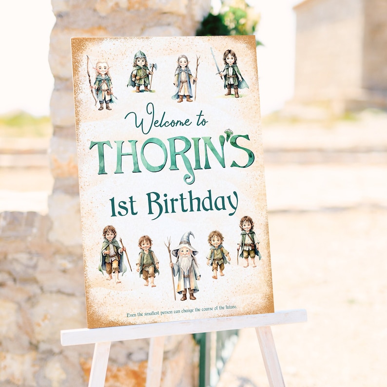 1st Birthday Welcome Sign LOTR Birthday Welcome Sign for Party Hobbit ...