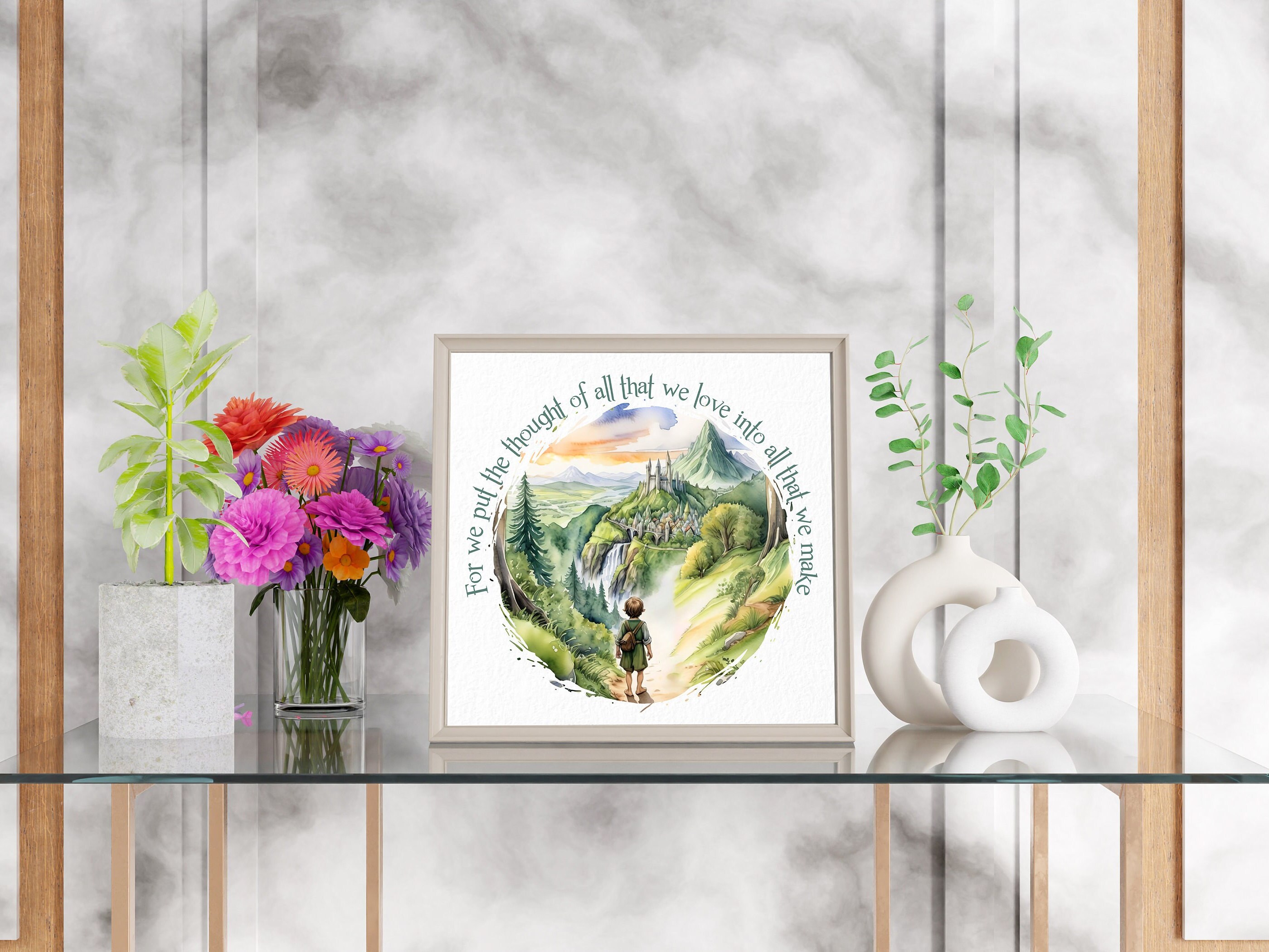 Middle Earth Wall Art JRR Tolkien Nursery LOTR Quote Love Watercolor ...