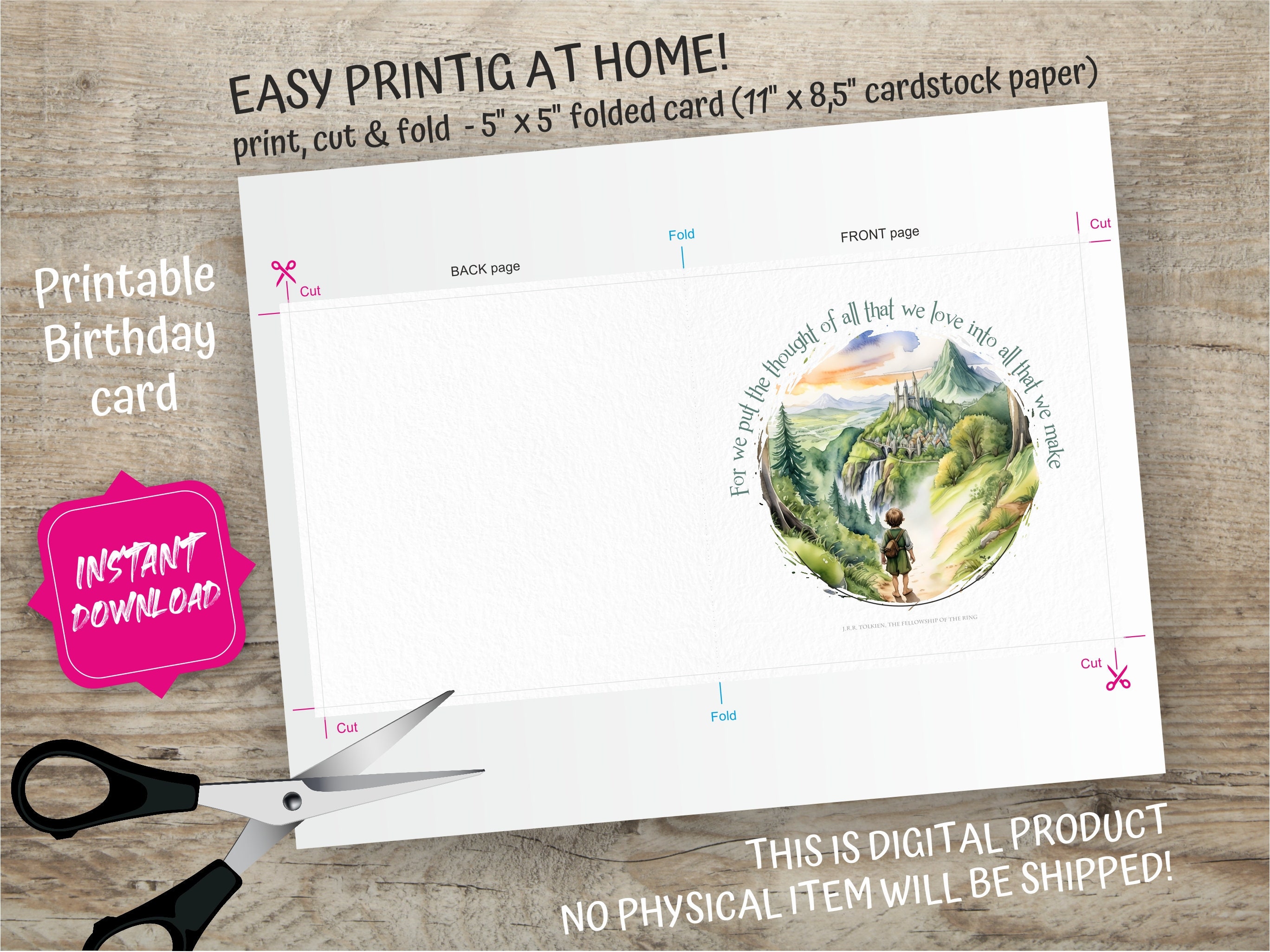 Middle Earth Wall Art JRR Tolkien Nursery LOTR Quote Love Watercolor ...