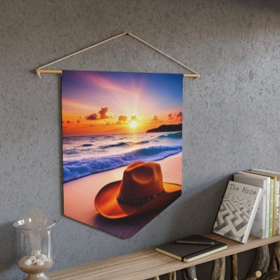 Cowboy Hat Sunset Print Pennant Western Decor Wall Hanging Tapestry ...