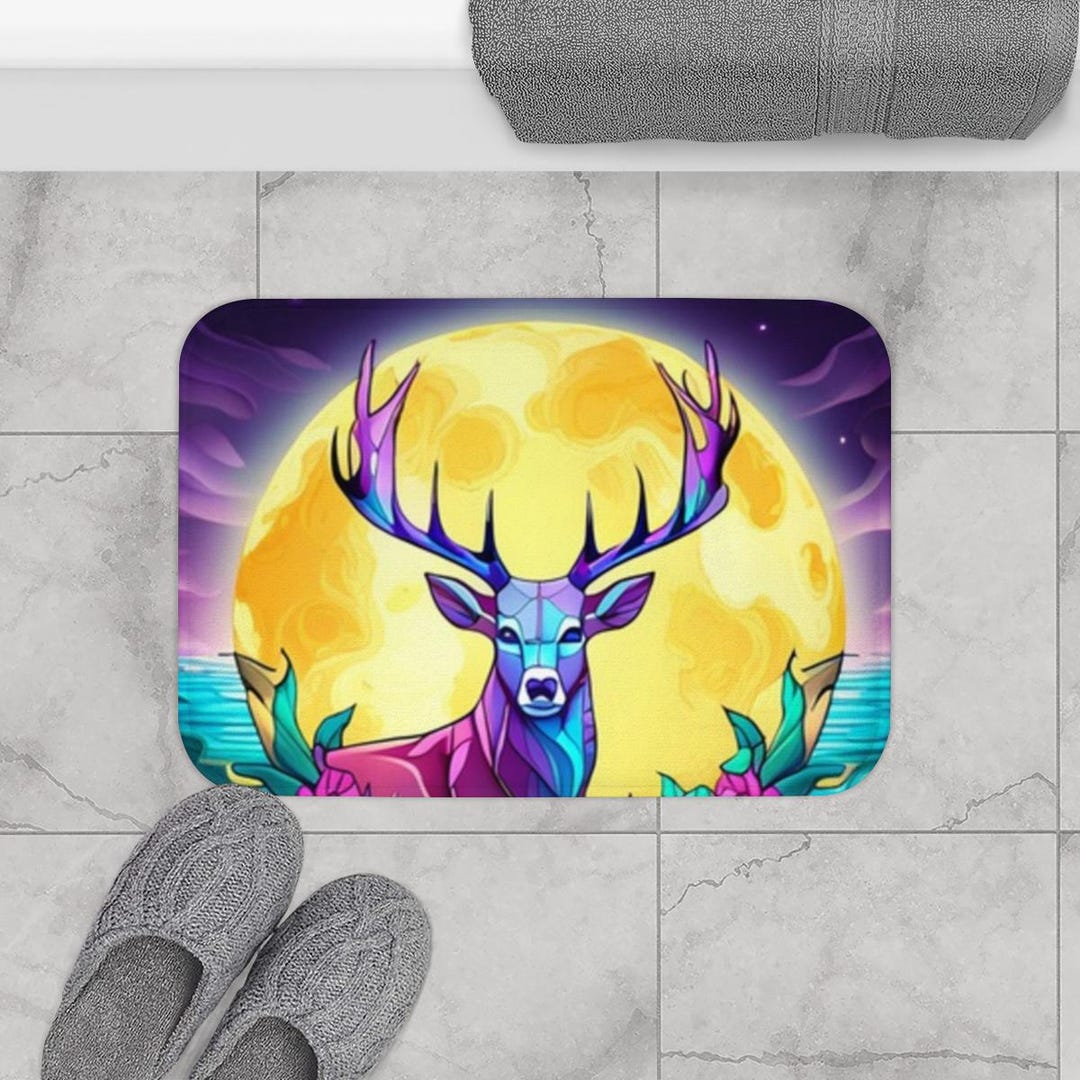 Deer Bath Mat Buck Deer Print Rugs Teen Girls Bathroom Deer Decor Soft ...