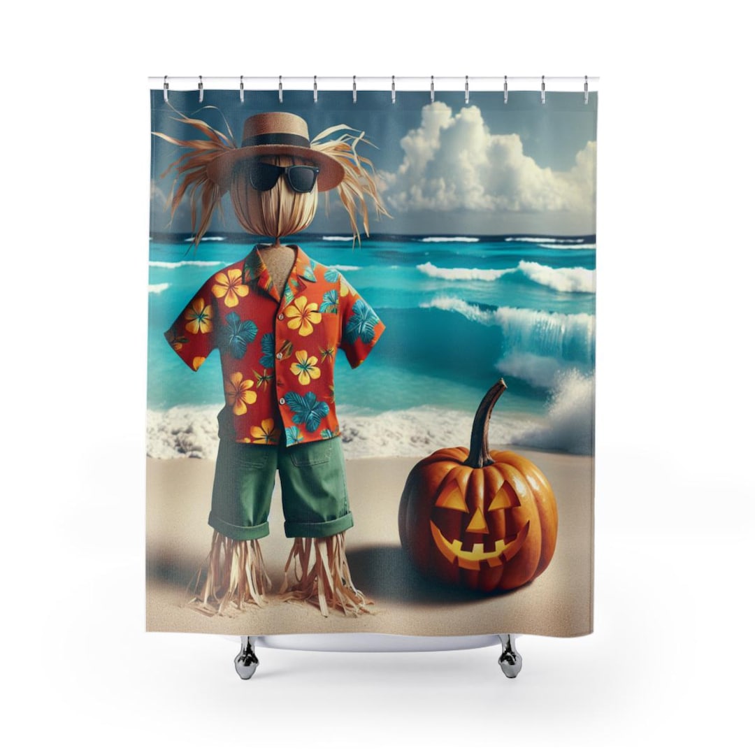 Halloween Shower Curtain for Beach Bathroom Scarecrow Shower Curtain ...