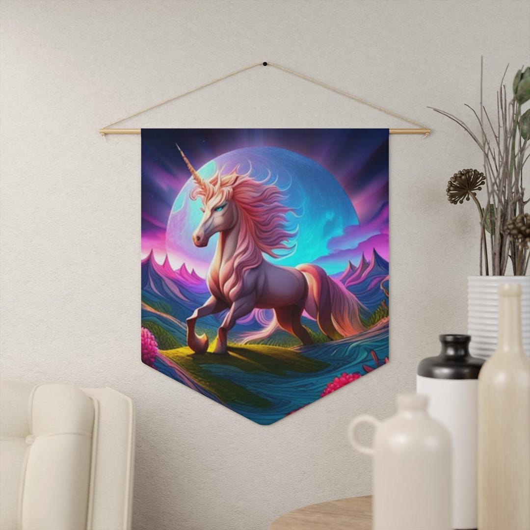 Unicorn Pennant: Fantasy Art Print, Kids Room Decor - Etsy