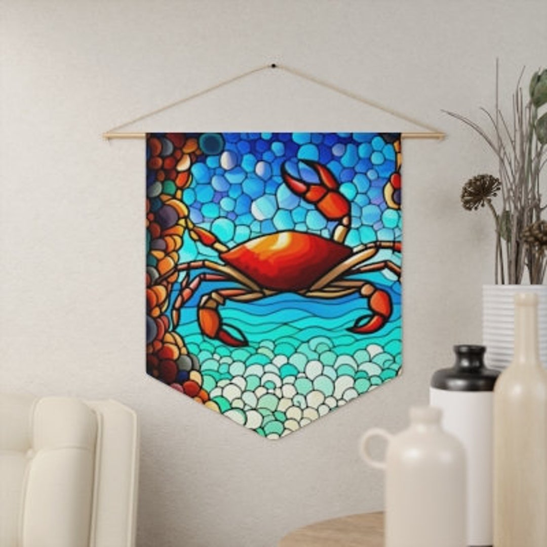 Crab Pennant Crab Picture Crab Print Tapestry Room Decor Tropical ...