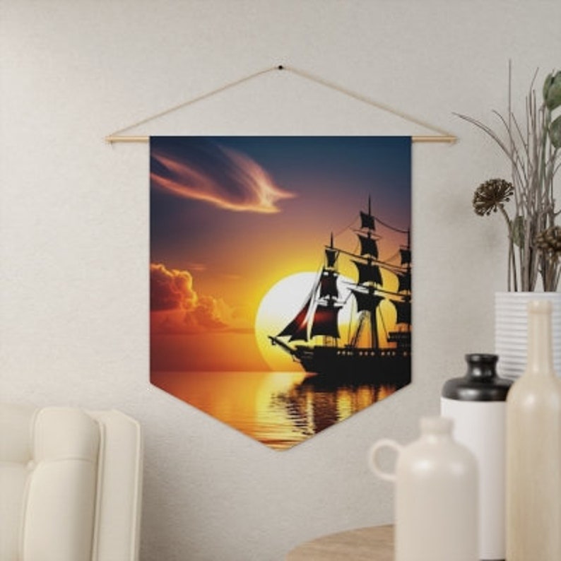 Pirate Ship Pennant Boat Print Wall Hanging Room Decor Boat Tapestry ...