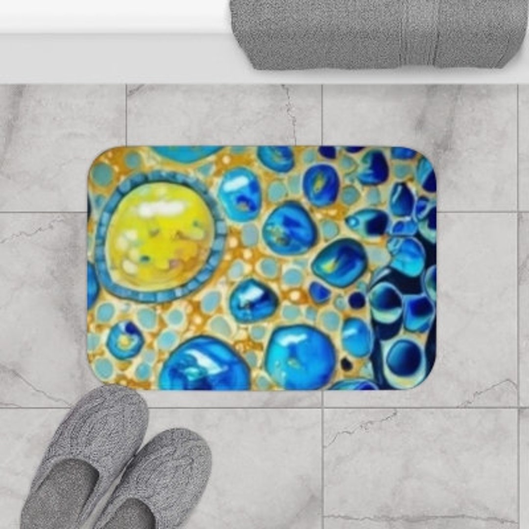 Bath Mats Rugs Abstract Art Print Stained Glass Style Boho Bathroom ...