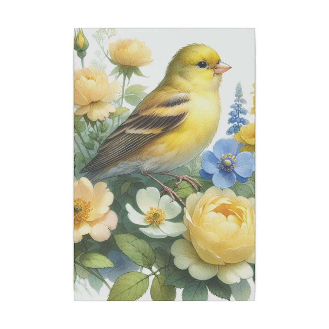 Canvas Wall Art Finch Watercolor Picture Canvas Wall Hanging Finch Bird ...
