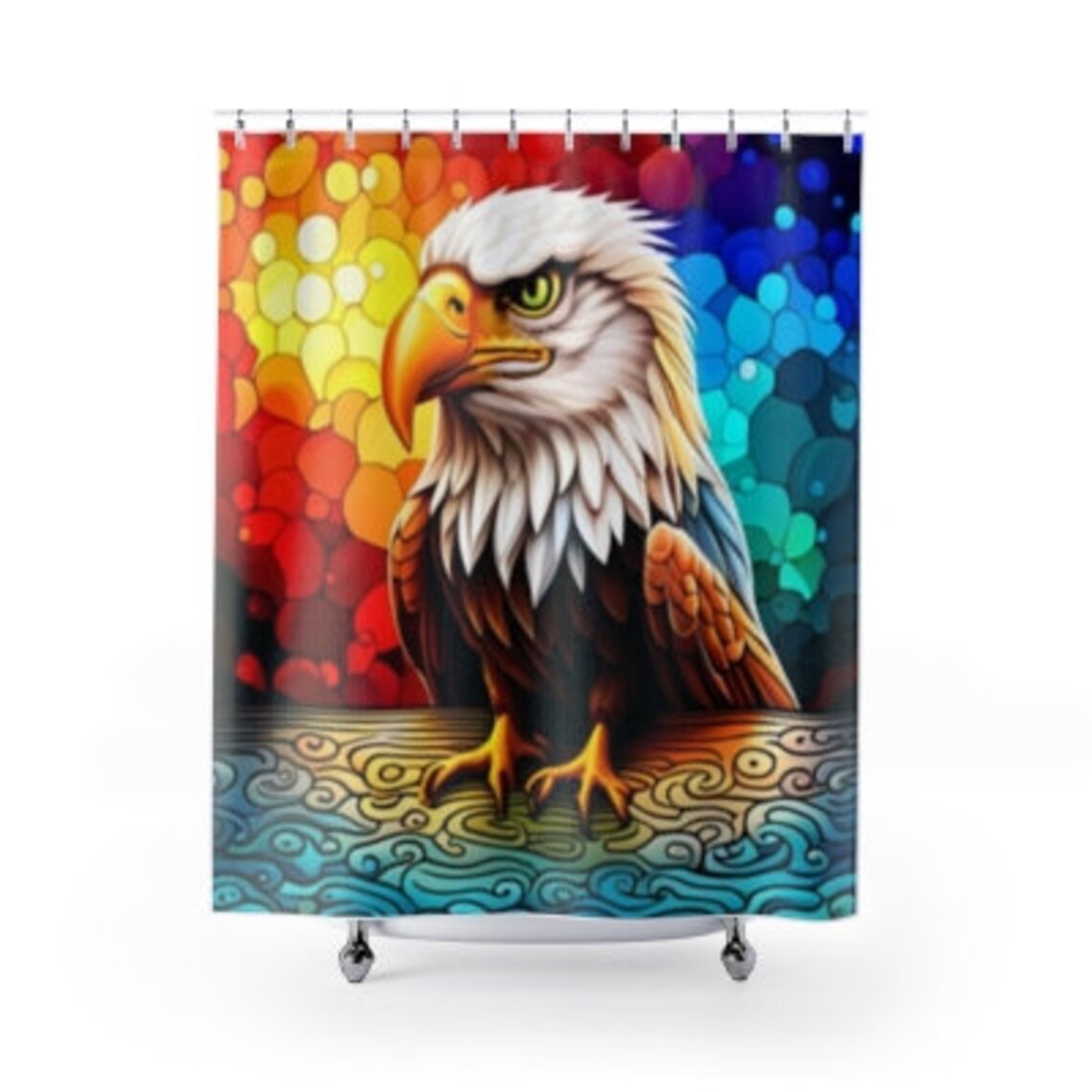 Eagle Shower Curtains Rainbow Bathroom Decor Eagle Print Curtains ...