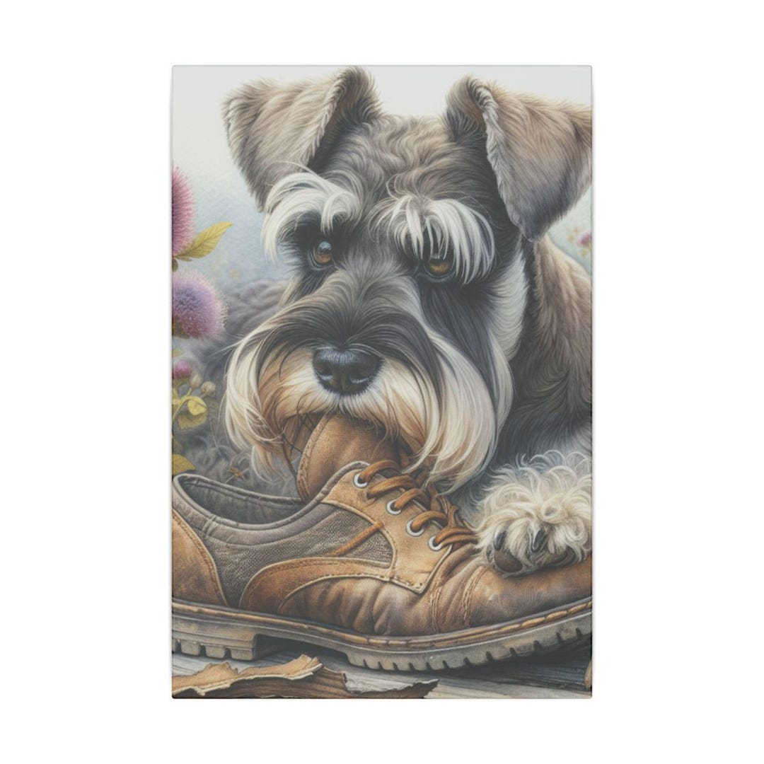 Canvas Wall Art Schnauzer Dog Picture Canvas Dog Wall Hangings Cute Dog ...