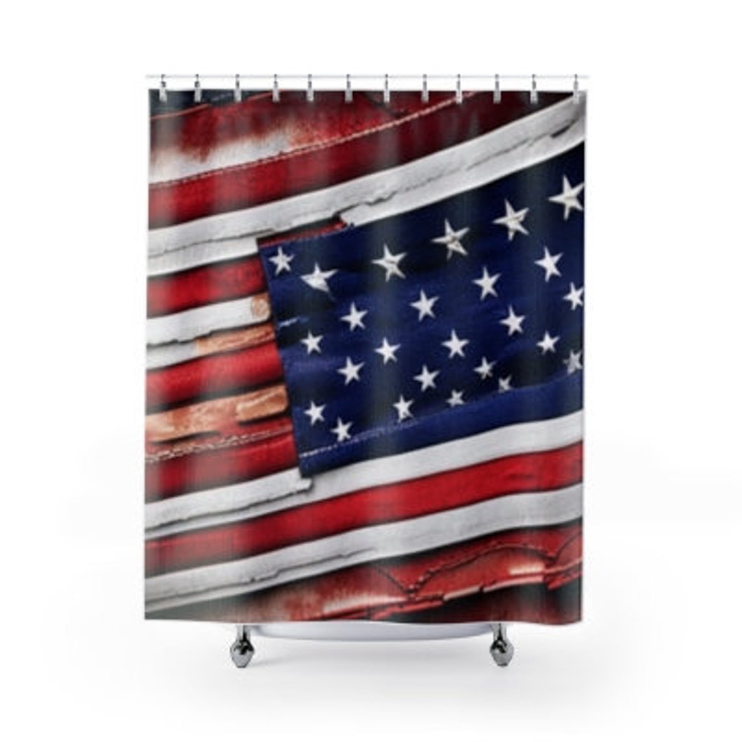 Flag Shower Curtains Western Decor Rustic Flags Bathroom Curtains Cabin Bath Lodge Shower
