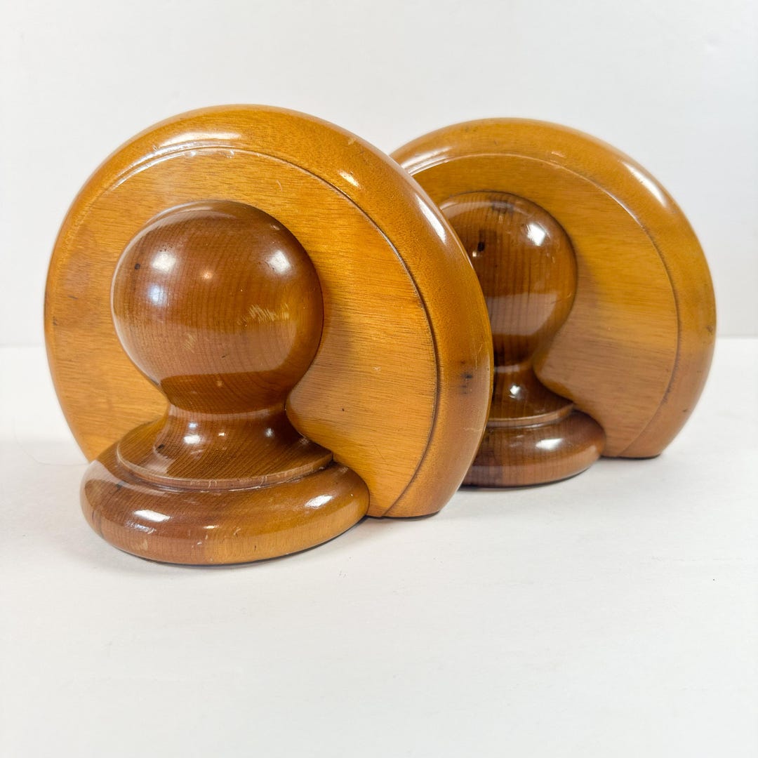 Vintage Oregon Myrtlewood Bookends Round Knob Wooden Art Deco - Etsy