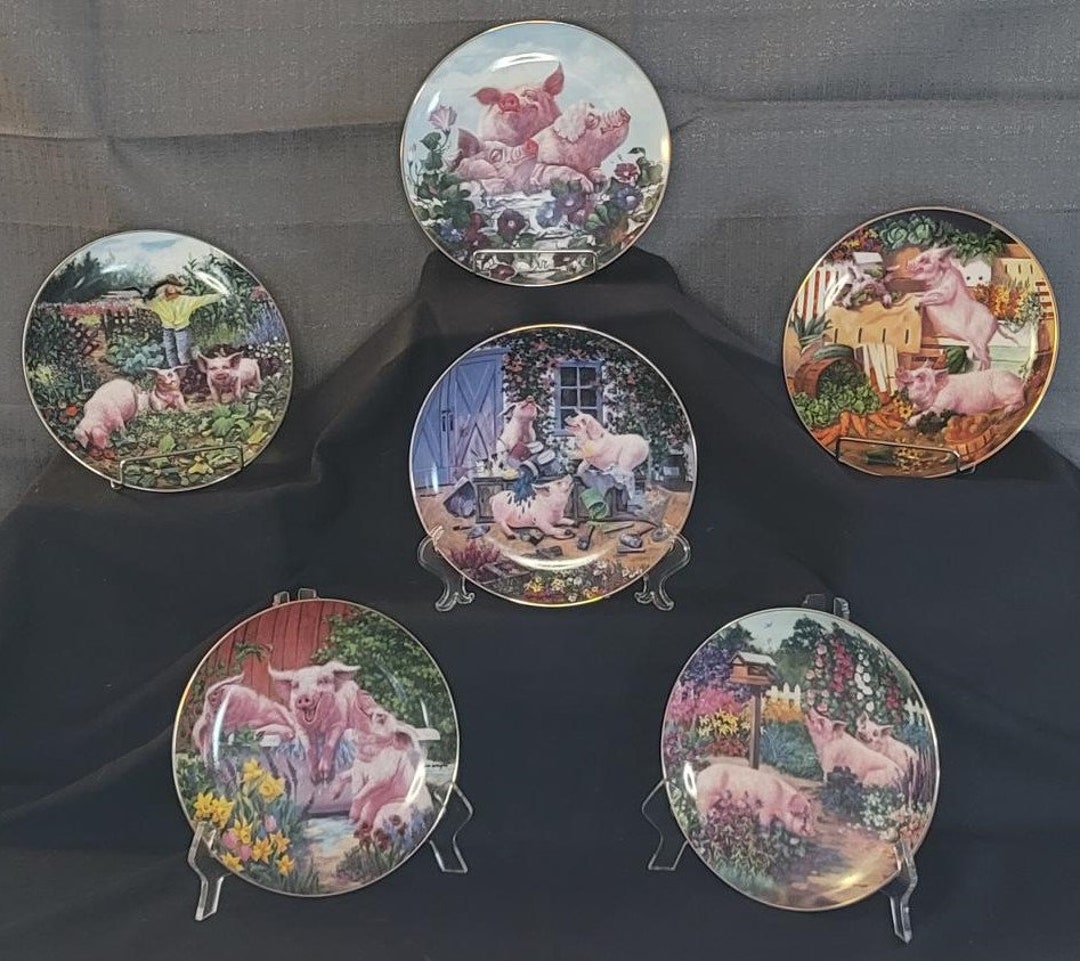 RARE & Limited Edition - Set of "pigs in Bloom" by Joan Wright ...