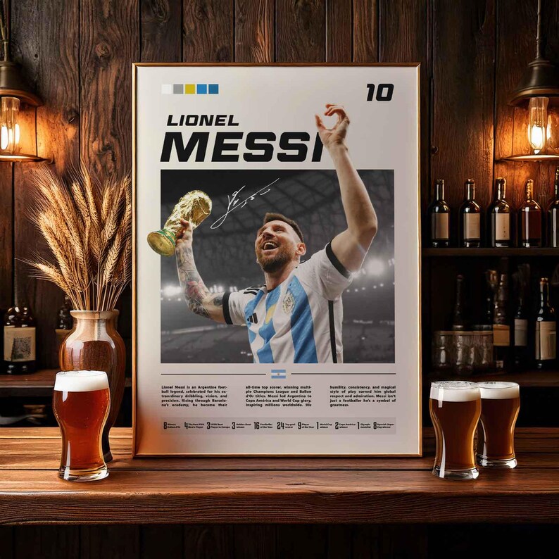 Lionel Messi Poster | Football Legend Wall Art | World Champion Print ...