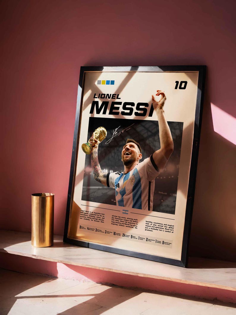 Lionel Messi Poster | Football Legend Wall Art | World Champion Print ...