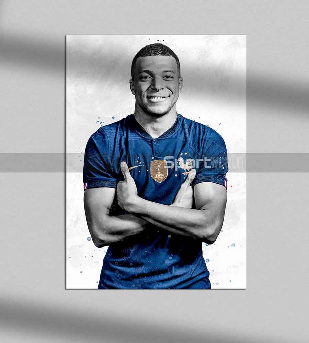 Mbappe Poster, Kylian Mbappe Print, Canvas Print, Kids Decor, Man Cave ...