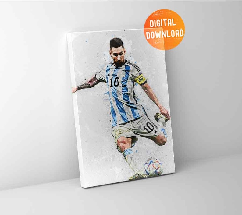 Lionel Messi Print, Messi Argentina Wall Art Printable Canvas Print ...
