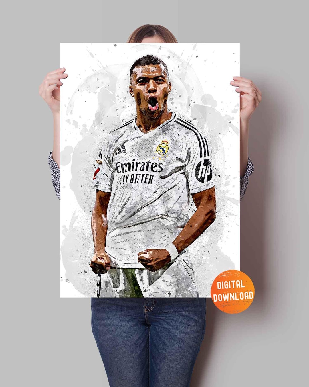Kylian Mbappe Print, Wall Art Printable Canvas Print, Kids Decor, Man ...