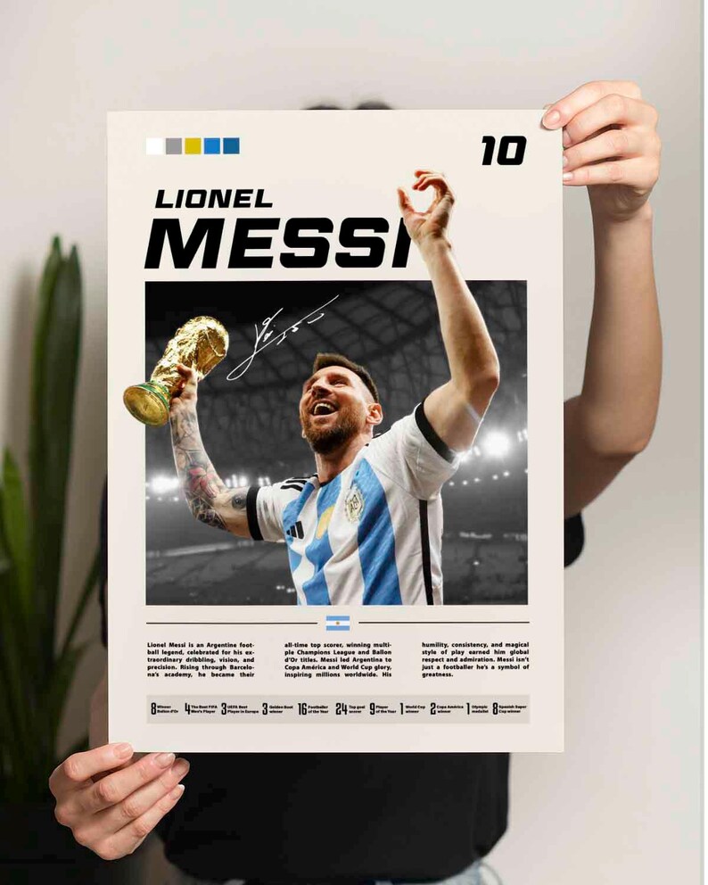 Lionel Messi Poster | Football Legend Wall Art | World Champion Print ...