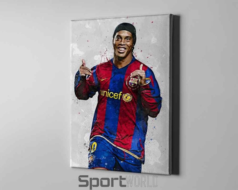 Ronaldinho Poster, Ronaldinho Print, Canvas Print, Kids Decor, Man Cave ...