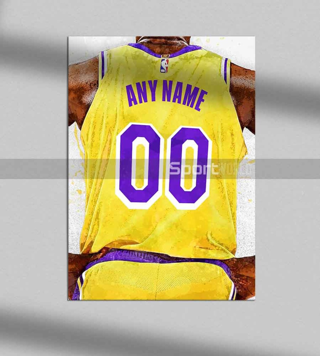 LA Lakers Jersey Personalized Jersey NBA Custom Name and Number Canvas ...