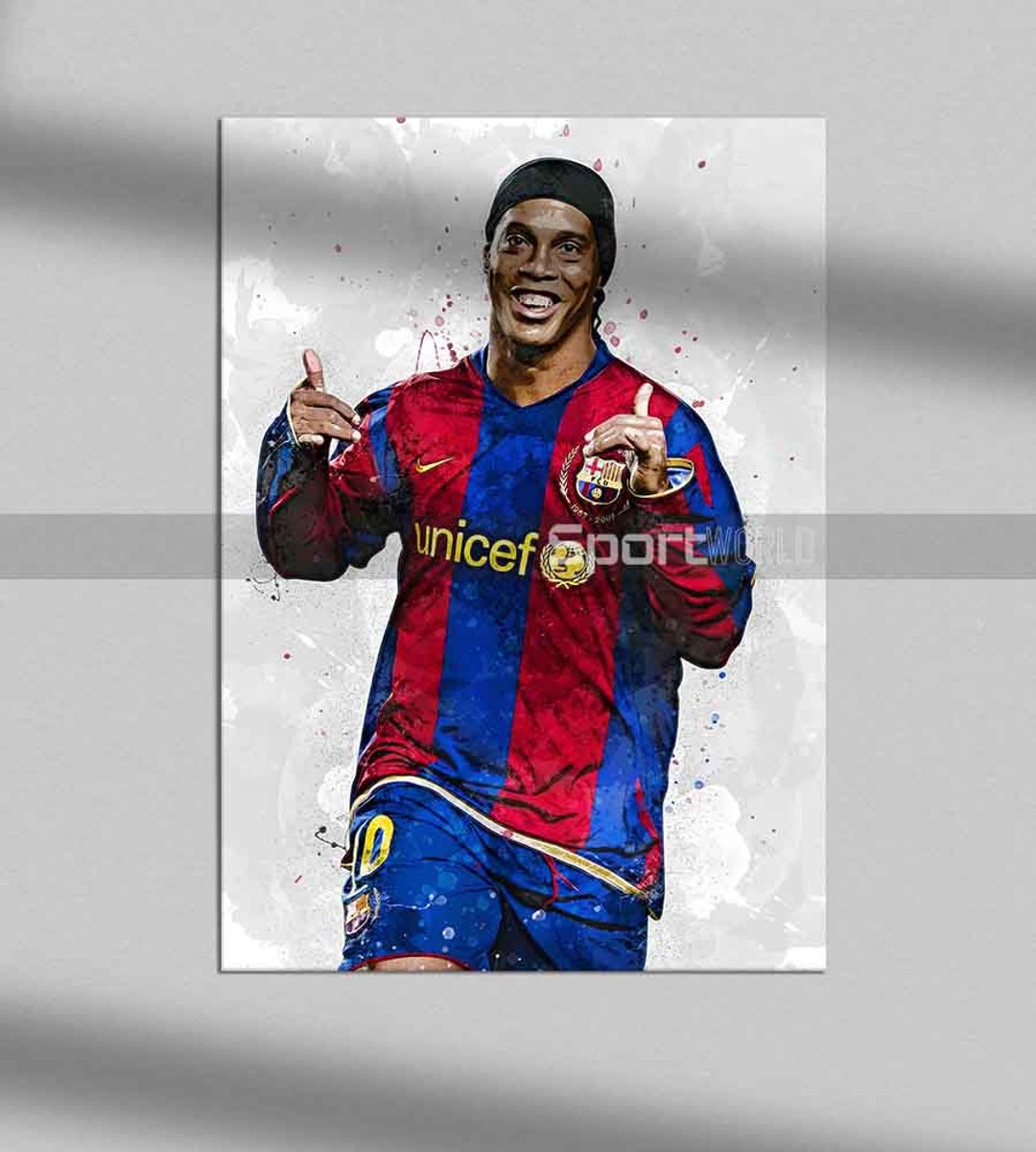 Ronaldinho Poster, Ronaldinho Print, Canvas Print, Kids Decor, Man Cave ...