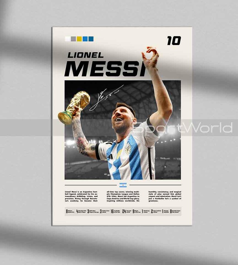 Lionel Messi Poster | Football Legend Wall Art | World Champion Print ...