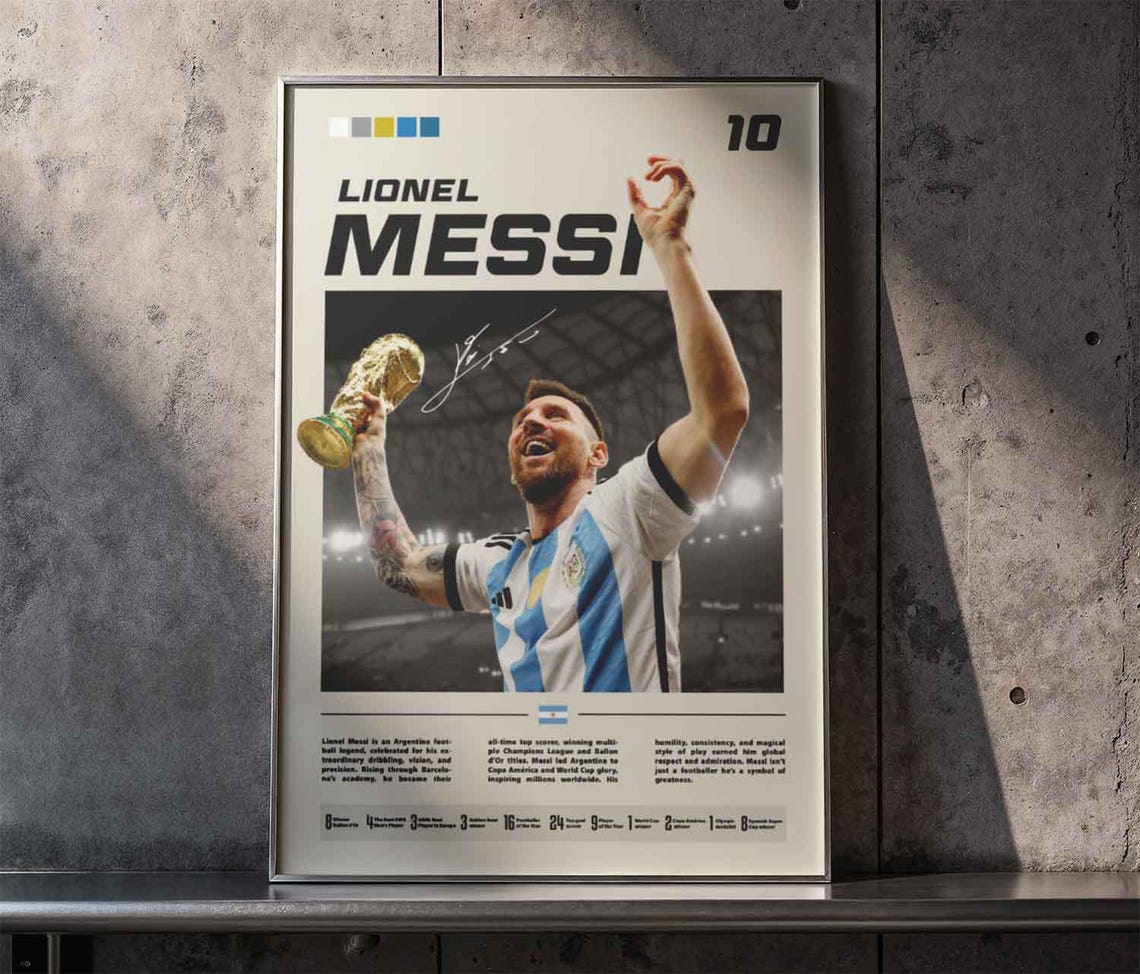 Lionel Messi Poster | Football Legend Wall Art | World Champion Print ...