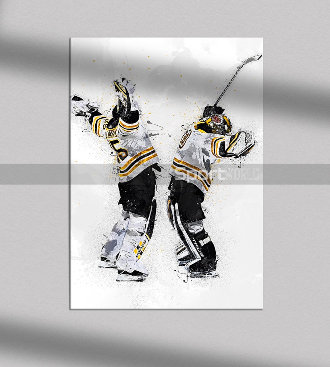 Jeremy Swayman & Linus Ullmark Print: Boston Hockey Art - Etsy