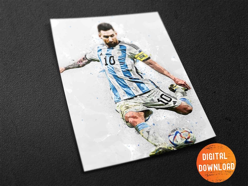 Lionel Messi Print, Messi Argentina Wall Art Printable Canvas Print ...