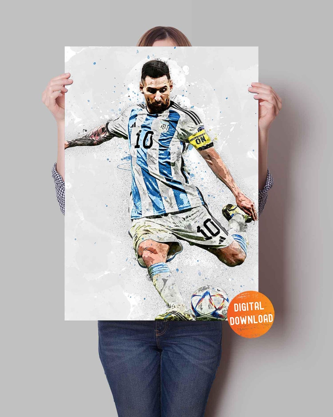 Lionel Messi Print, Messi Argentina Wall Art Printable Canvas Print ...