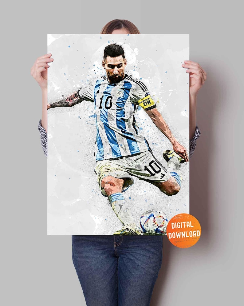 Lionel Messi Print, Messi Argentina Wall Art Printable Canvas Print ...