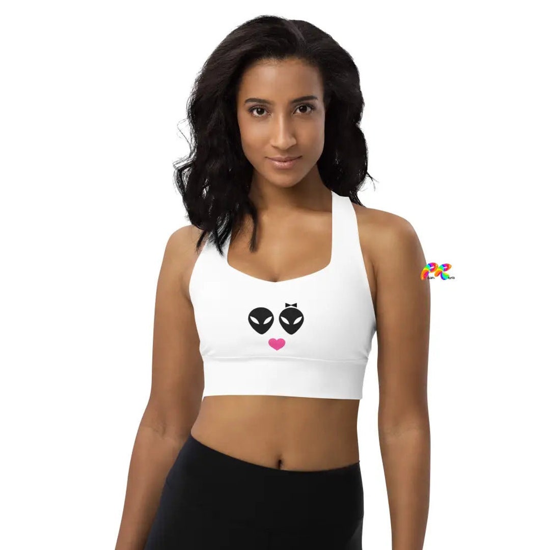 Alien Couple Longline Sports Bra cute Sports Bra, Alien Clothing, White ...
