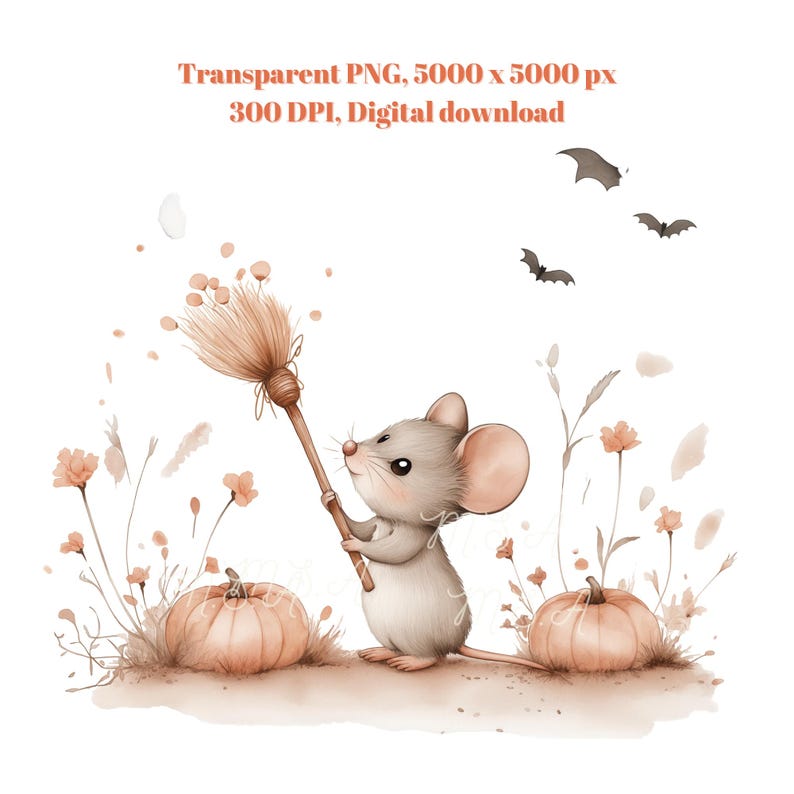 Cute Mouse Halloween Clipart Adorable PNG for Mug, Tumbler, Shirt, Tote ...