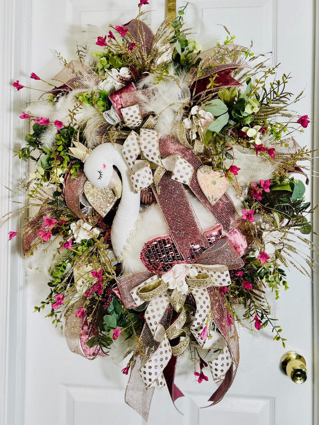 Swan Wreath, Bridal Wreath, Everyday Wreath, Elegant Wreath, Victorian ...