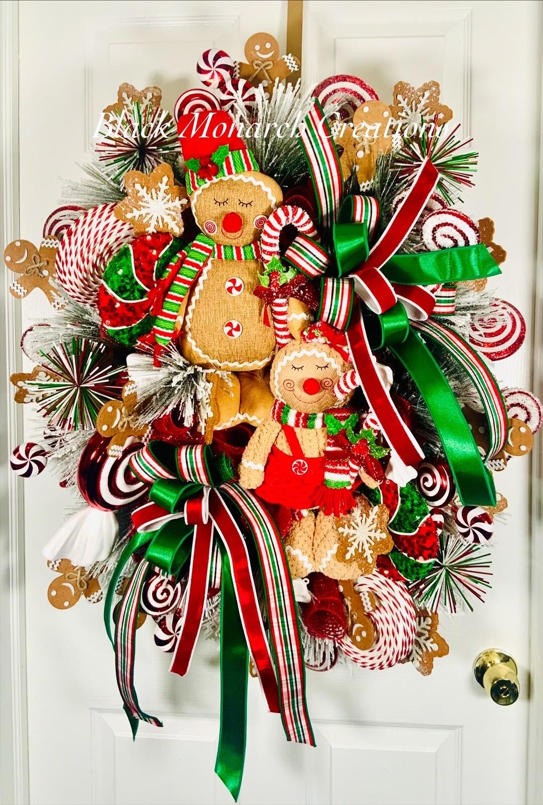 Gingerbread Family Christmas Wreath, Candy Holiday Decor - Etsy