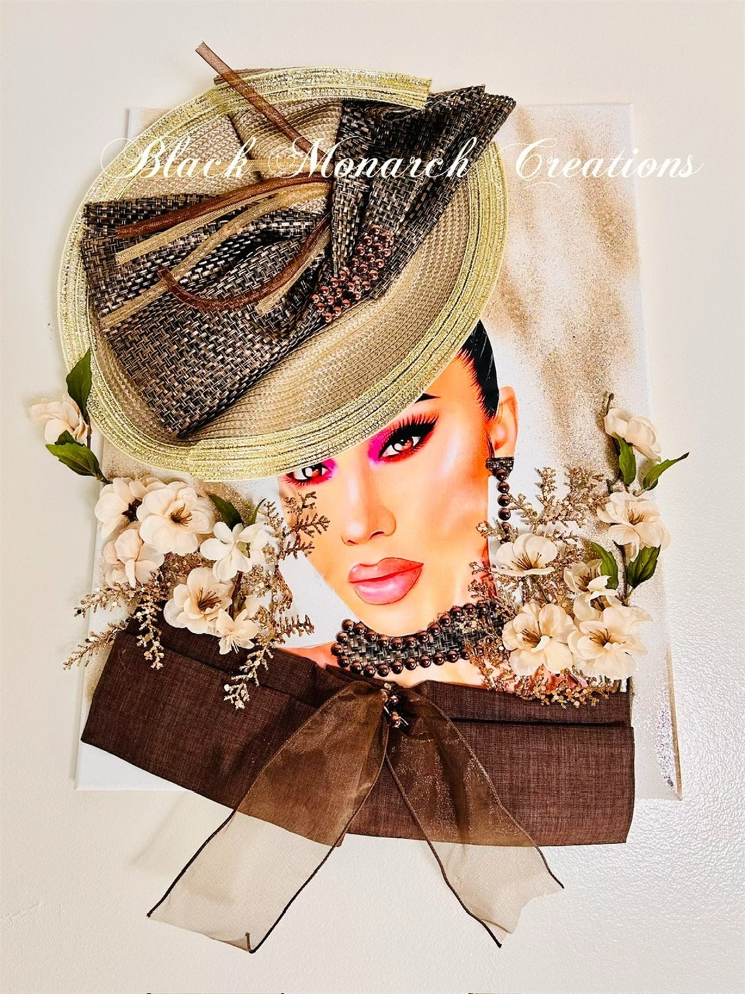 Diva Canvas Art: Handmade Hat, Flowers, Jewelry - 16x20 - Etsy