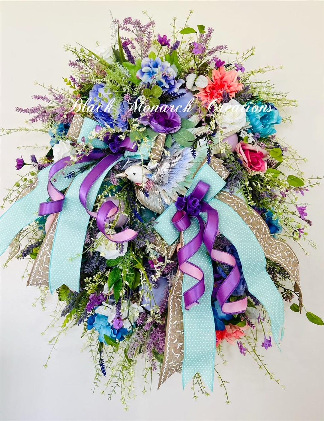 Hummingbird Floral Wreath: Colorful Spring Summer Home Decor - Etsy